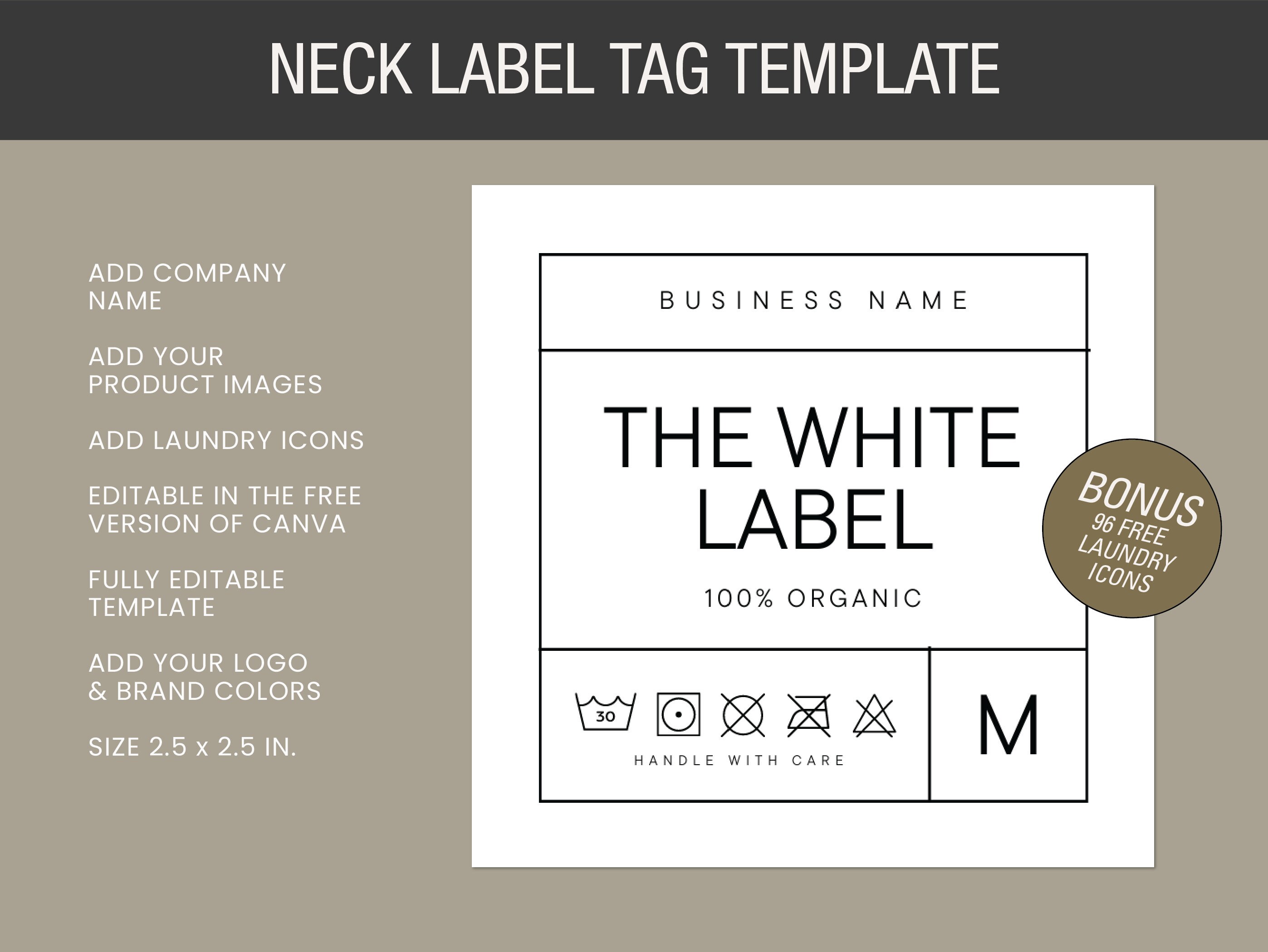 Canva Neck Label Template, DIY Tshirt Neck Label Tags, Custom Clothing ...