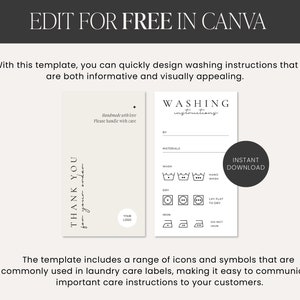 Custom Clothing Labels Canva Template, Editable Washing Instructions ...