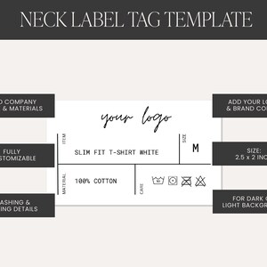 Editable Neck Tag Template, DIY Tshirt Neck Label Tags, Custom Clothing ...