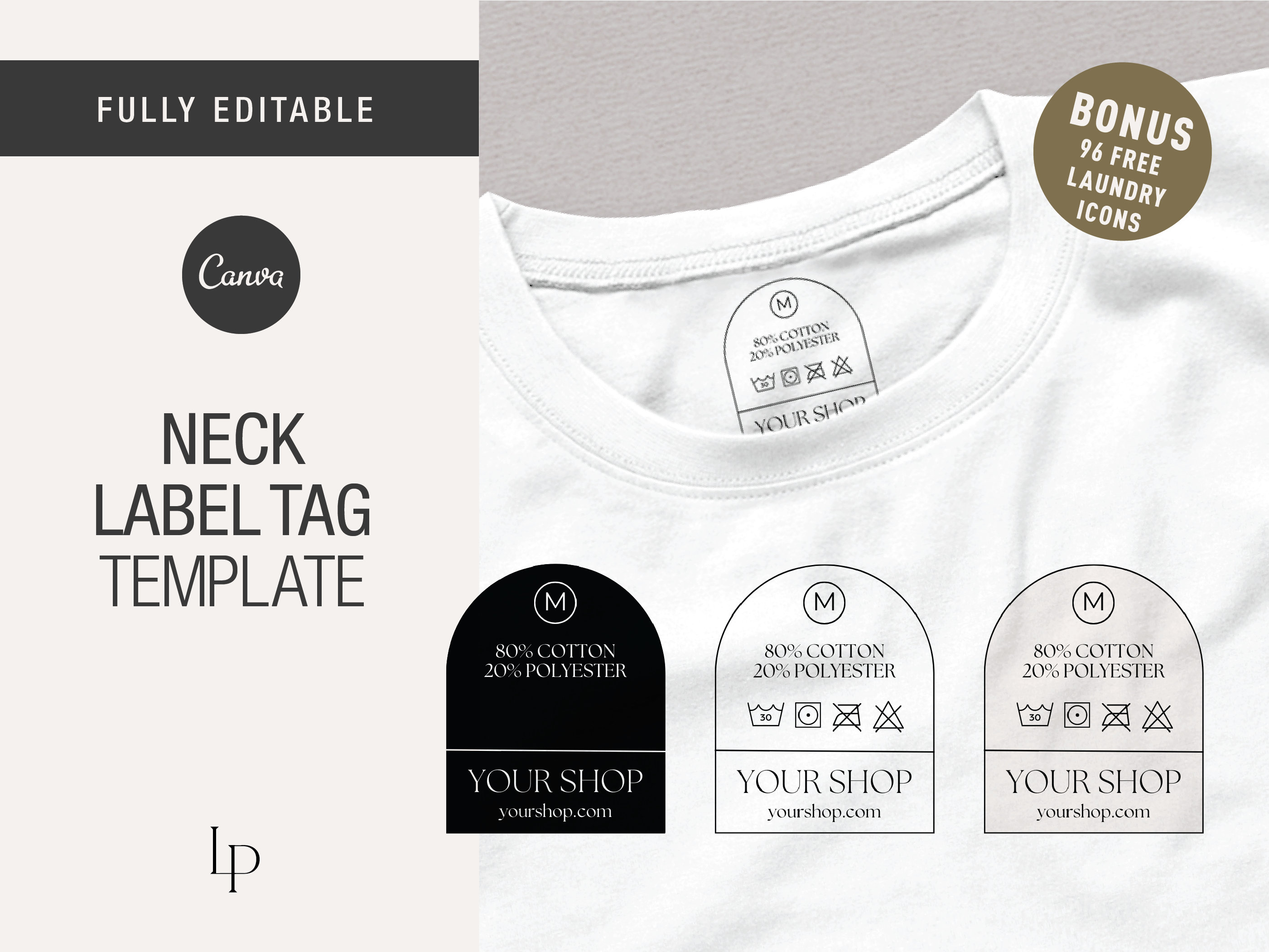 Editable Neck Tag, Clothing Size Label Template, Small Business ...