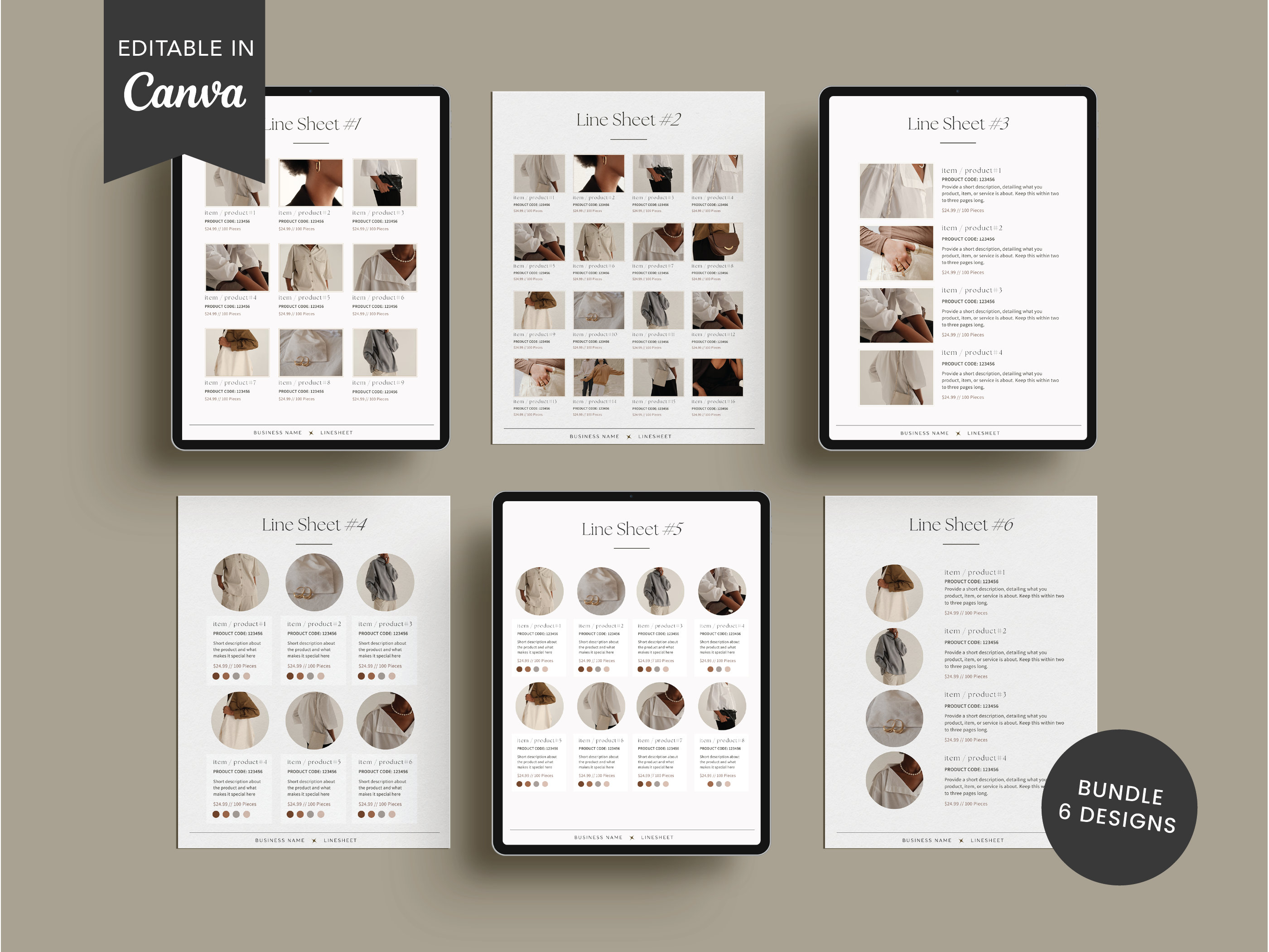 Printable Line Sheet Template, Wholesale Line Sheet, Wholesale ...