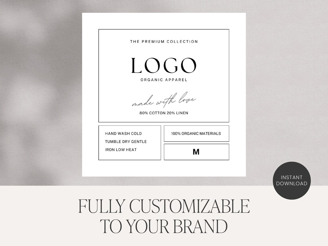 Editable Clothing Tag Template, DIY Tshirt Neck Label Tags, Custom ...
