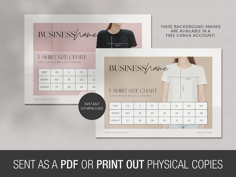 Custom Size Chart Template Bella Canvas 3001 T-shirt Sizing - Etsy