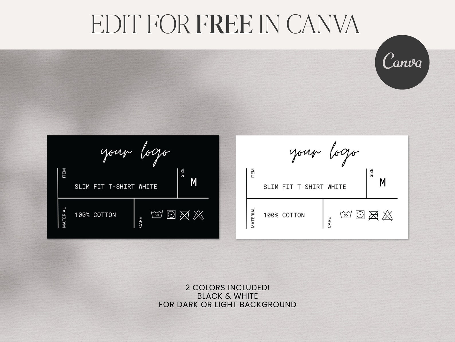 Editable Neck Tag Template, DIY Tshirt Neck Label Tags, Custom Clothing ...