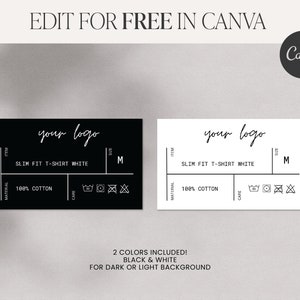 Editable Neck Tag Template, DIY Tshirt Neck Label Tags, Custom Clothing ...