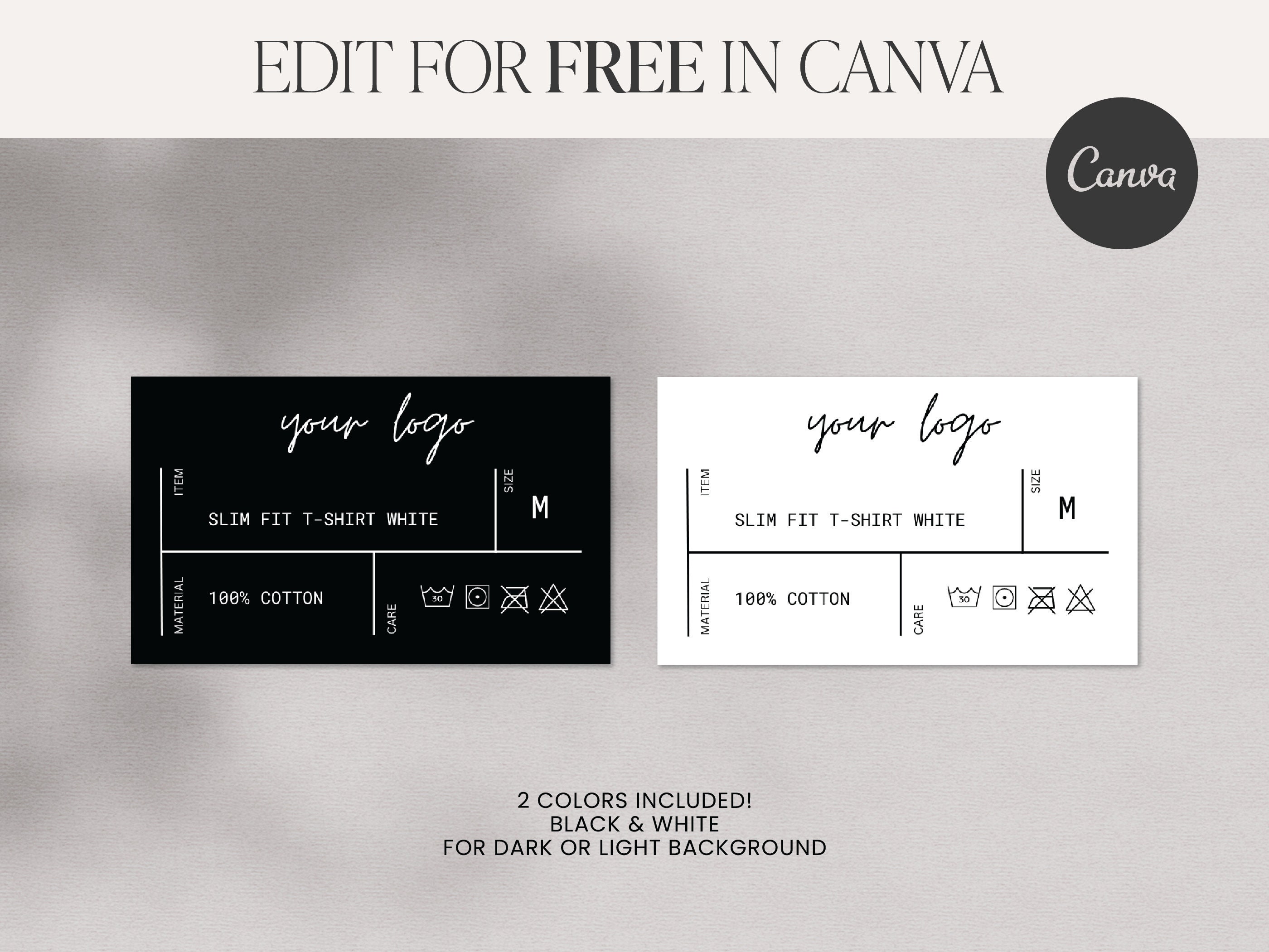 Editable Neck Tag Template, DIY Tshirt Neck Label Tags, Custom Clothing ...