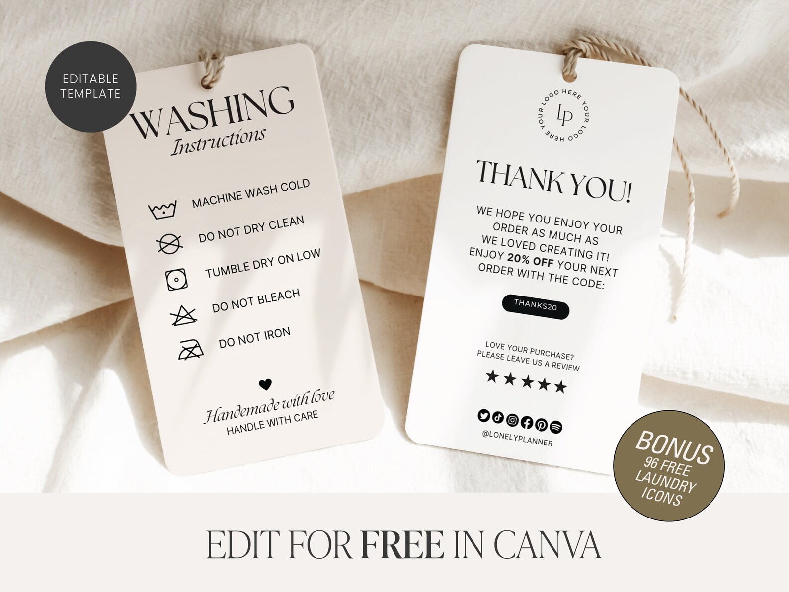 Clothing Care Card Template Washing Instructions Shirt Care - Etsy
