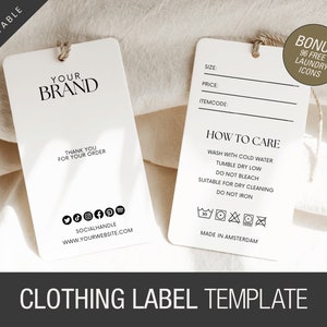 Garment Care Card Template, Custom Care Card, Clothing Care Card, Shirt ...