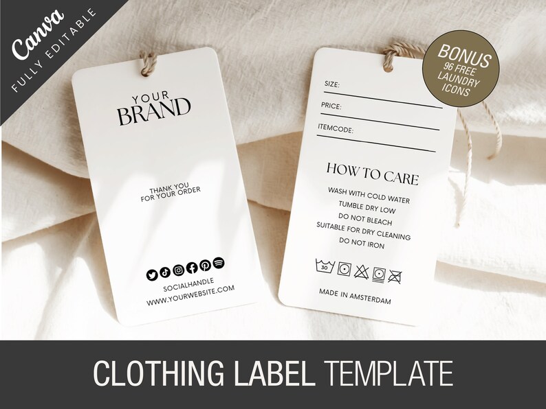 Garment Care Card Template, Custom Care Card, Clothing Care Card, Shirt ...