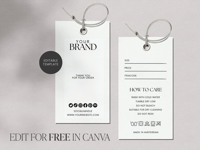 Editable Clothing Hang Tag Printable, Custom Clothing Tags, Hang Tag ...