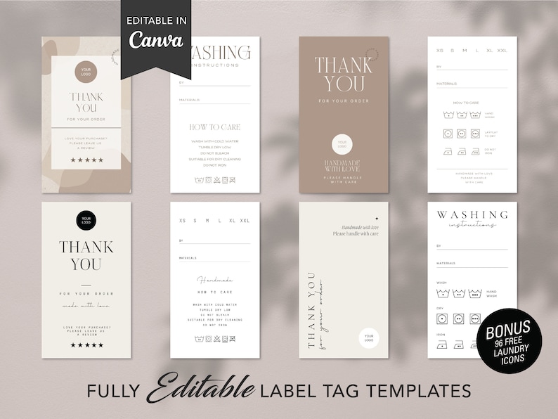 Custom Clothing Labels Canva Template, Editable Washing Instructions ...