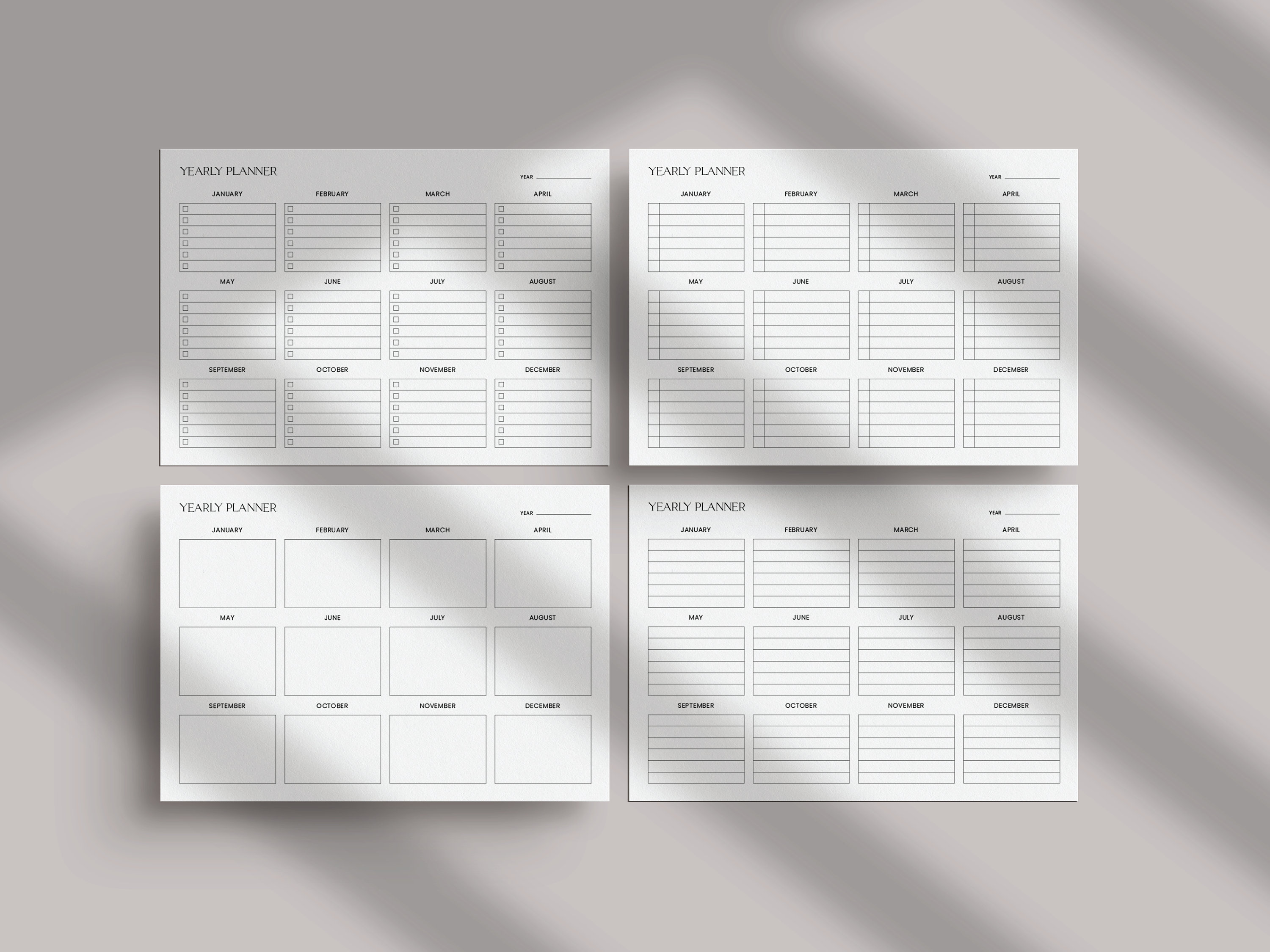 Yearly Overview Calendar Printable, Minimalist Design, Yearly Tracker ...