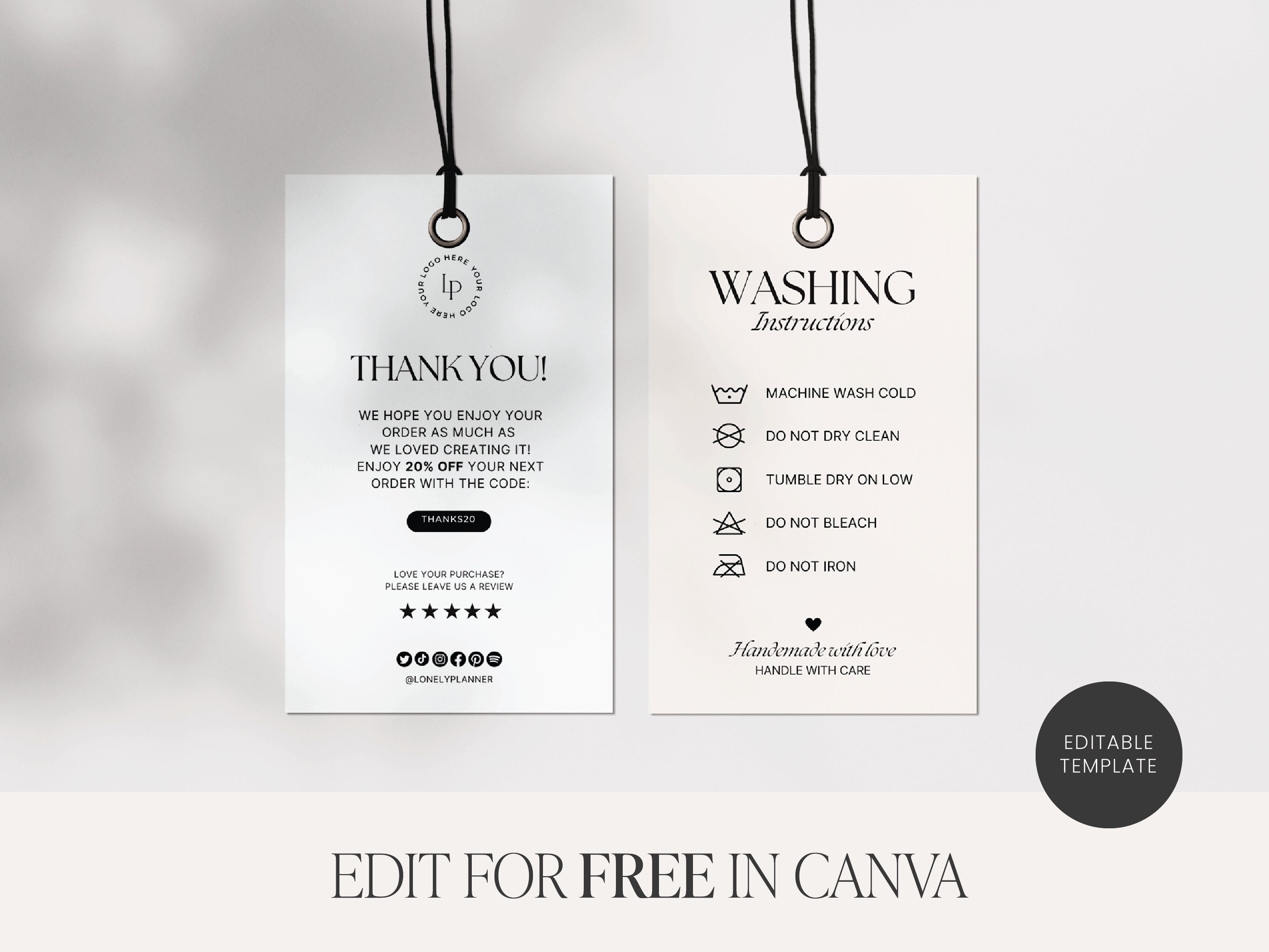 Clothing Care Card Template, Washing Instructions, Shirt Care Card ...