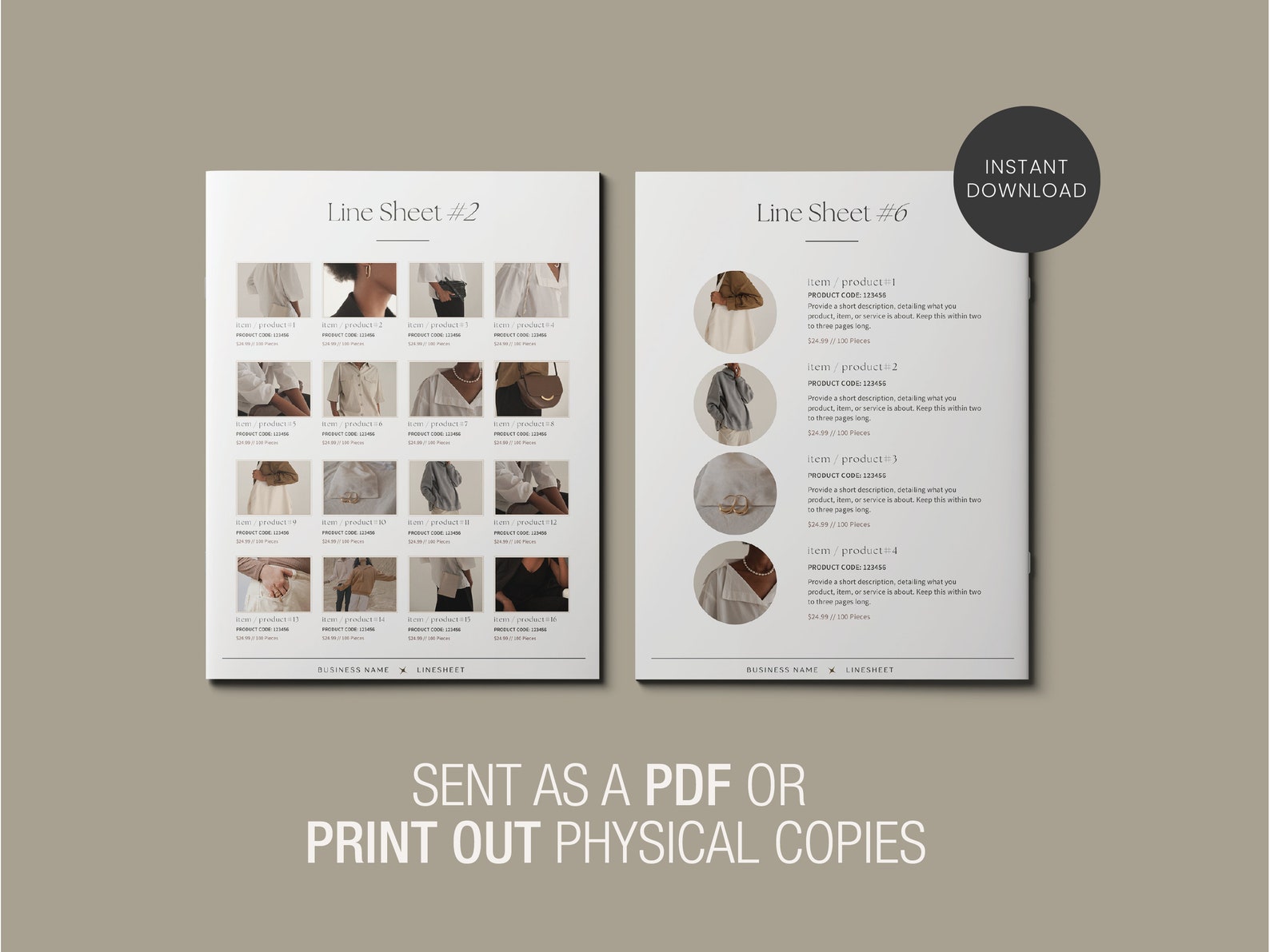 Printable Line Sheet Template, Wholesale Line Sheet, Wholesale ...