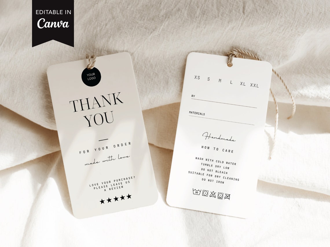 Editable Clothing Hang Tag Printable, Custom Clothing Tags, Hang Tag ...