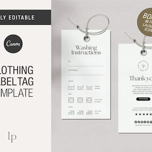 Editable Washing Instructions Card Template, Printable Clothing Care ...