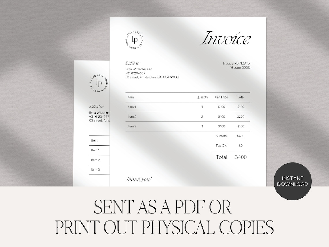 EDITABLE Tshirt Invoice Template, Small Business Invoice, Client ...