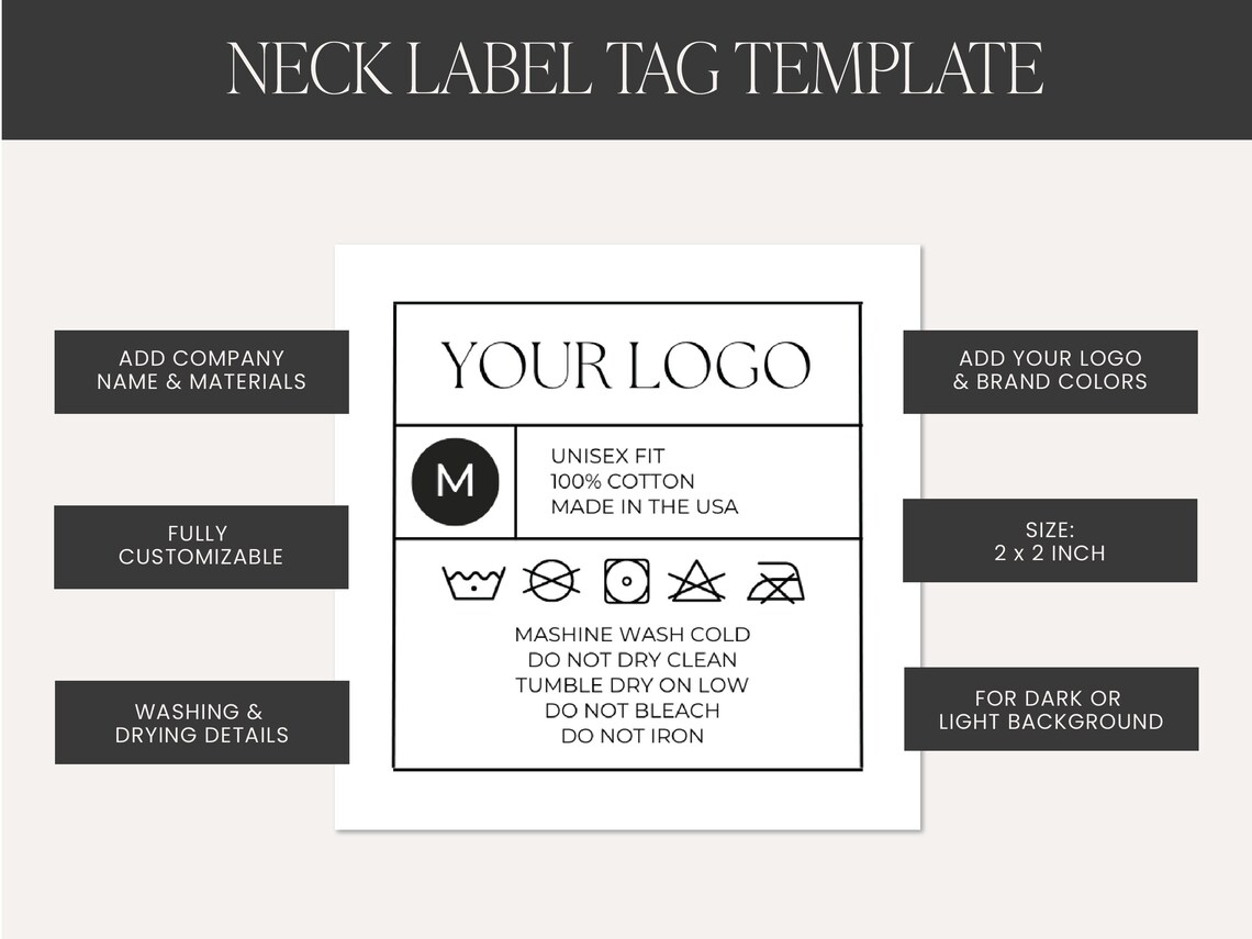 Editable Clothing Tag Template, DIY Tshirt Neck Label Tags, Custom ...