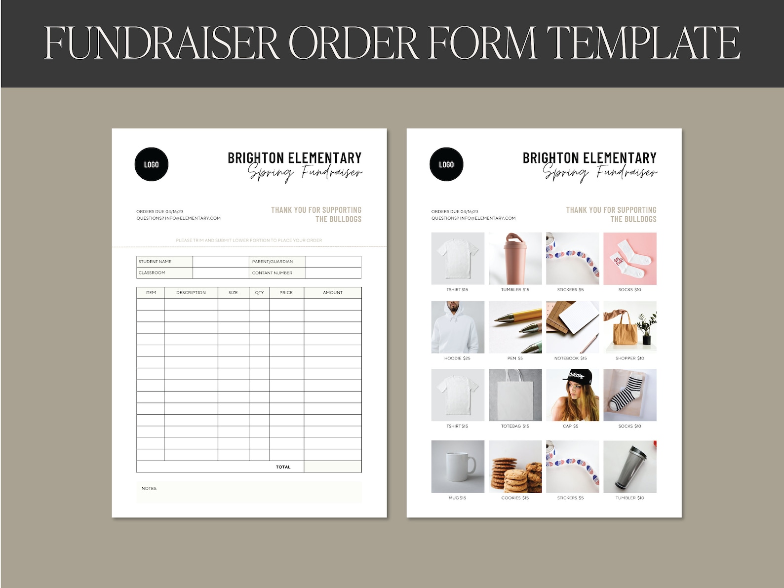 Editable Fundraising Form Template, School Fundraiser Form, Editable ...
