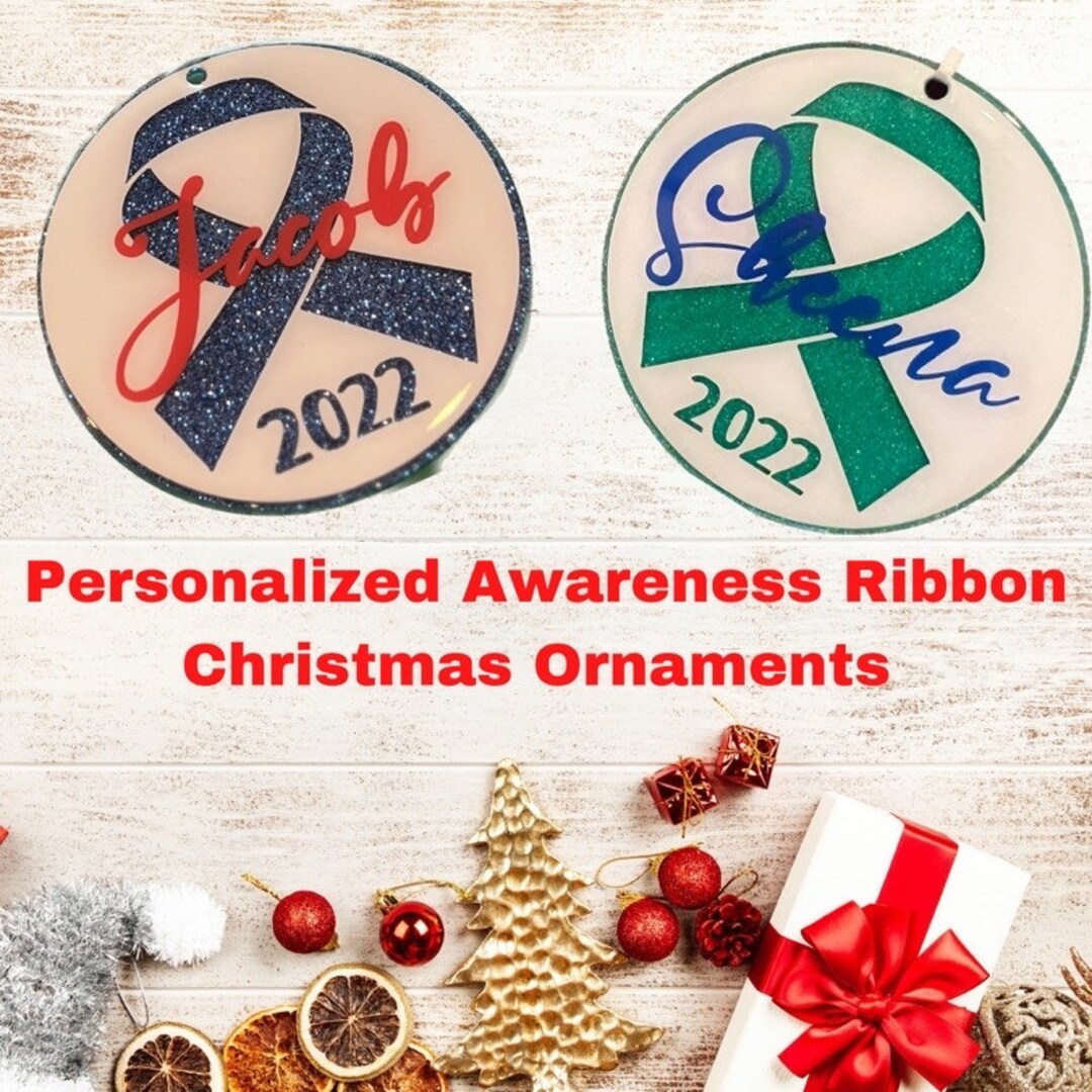 Personalized Awareness Ribbon Christmas Ornament - Etsy