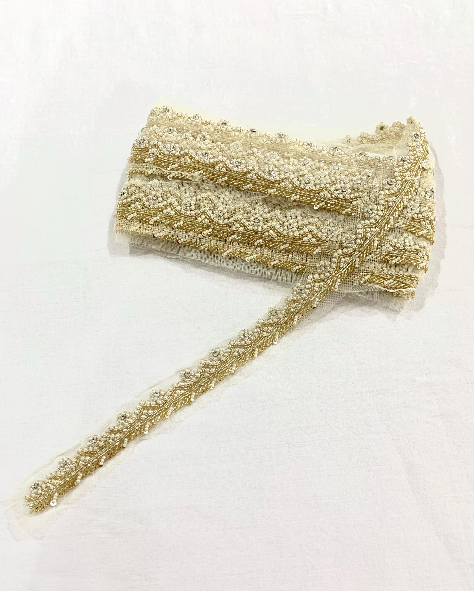 Golden Formal Trim, Hand Embroidered Designer Trim, Evening Wear Border ...