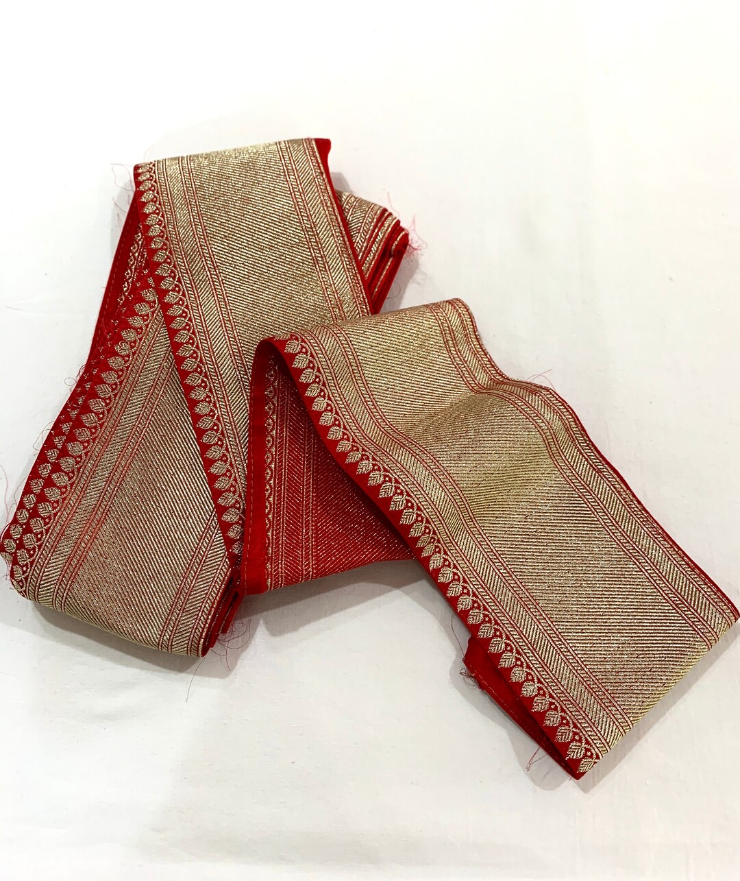 Red and Gold Trim, Red Silk Brocade Trim , Broad Red Silk Trim, Border ...