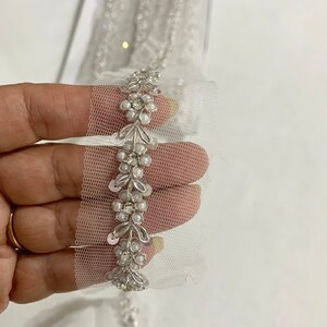 Silver Wedding Trim, Hand Embroidered Silver Trim, Fashion Trim, Edging ...