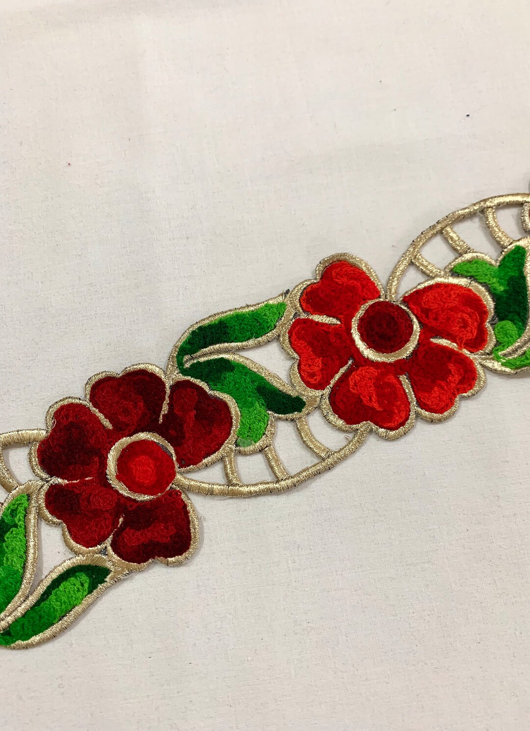 Wide Lace Trim, Red Cut Work Trim, Border Trim, Red N Maroon ...