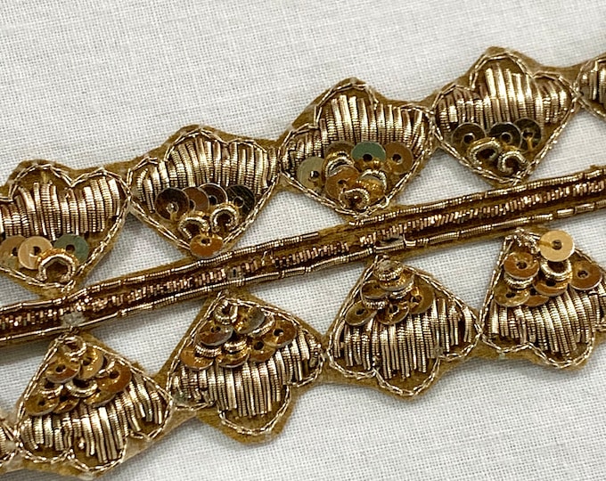 Antique Golden Trim, Gold Zardosi Trim, Hand Beaded Trim, Wedding Trim ...