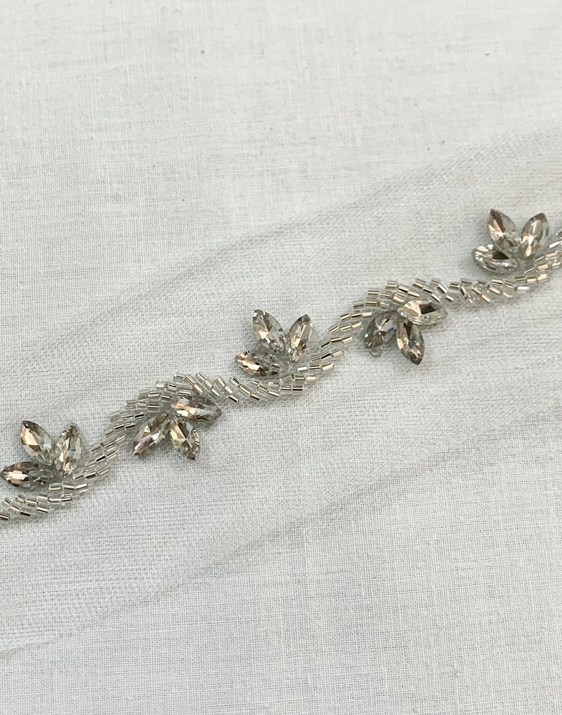 Silver Bridal Trim Silver Crystal Trim Silver Hand Beaded - Etsy