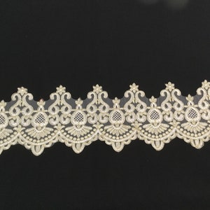 White Sheer Cut Work Trim With Cream and Gold Embroidery - Etsy Australia