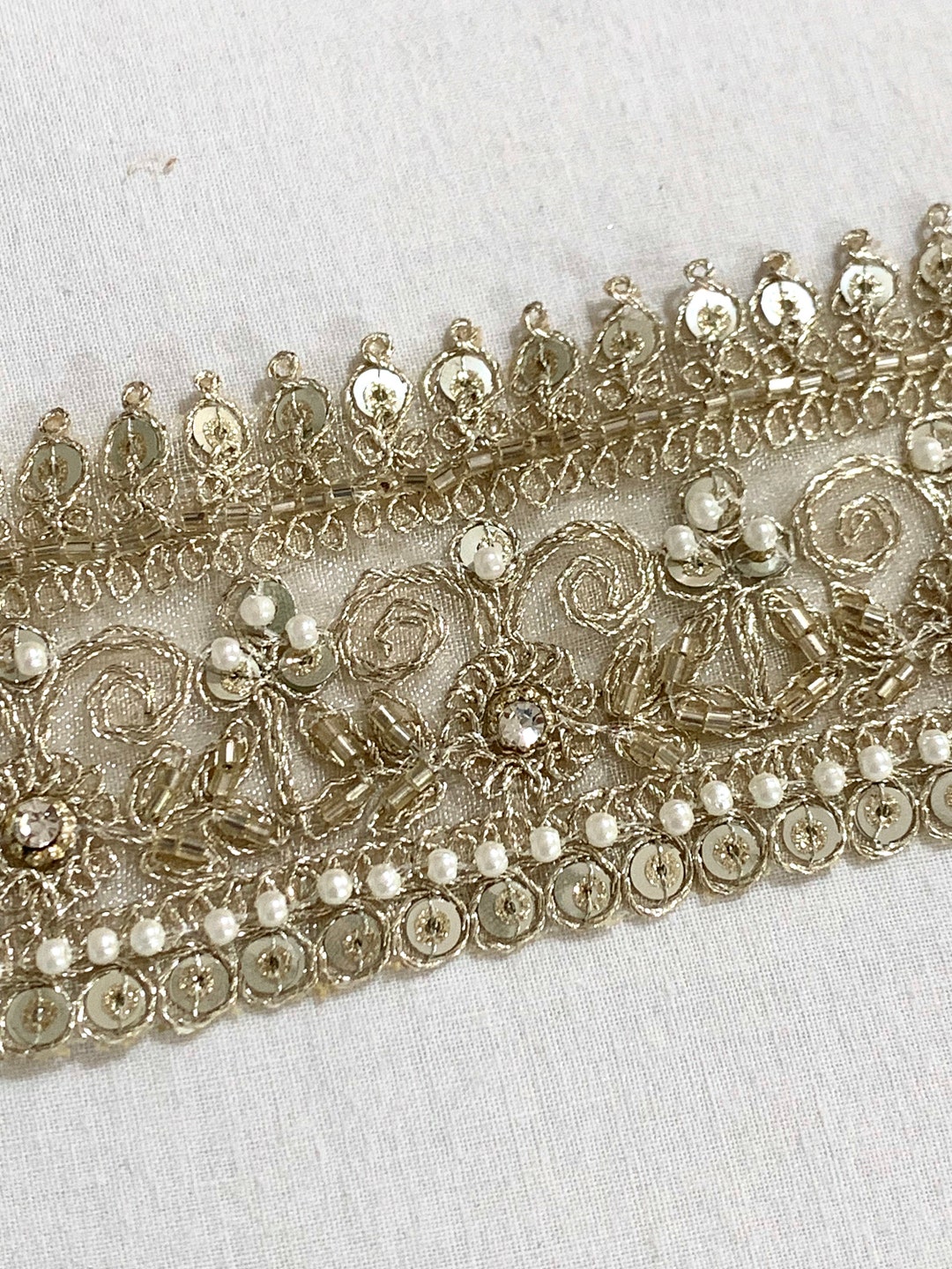 Soft Gold Bridal Trim, Hand Embroidered Border Trim, Formal Wear ...