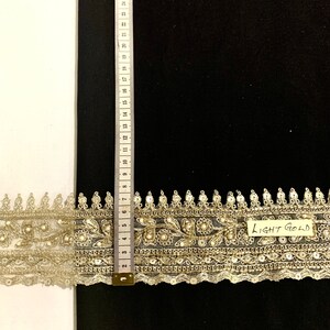 Light Gold Bridal Trim, Hand Embroidered Border Trim, Broad Light Gold ...