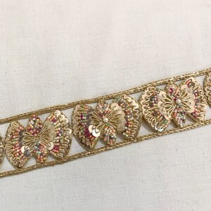 Multicoloured Gold Trim, Hand Embroidered Formal Wear Rim, Golden Cut ...