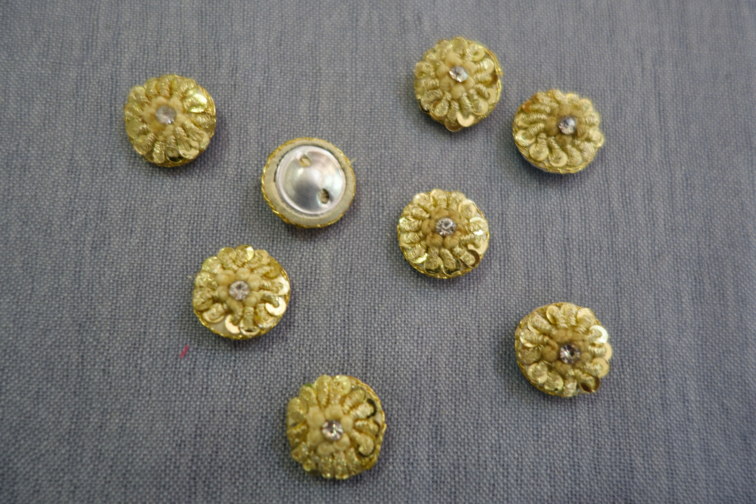 Crystal Buttons Golden Metallic Buttons With Silken Thread - Etsy Australia