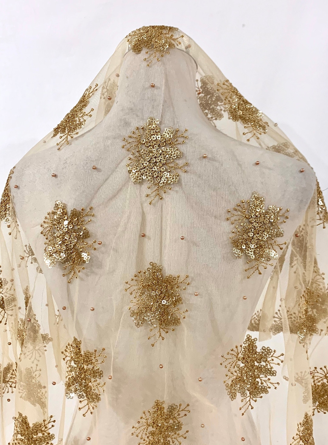 Golden Tulle Fabric, Formal Wear Fabric, Gold Sequin Fabric, High ...