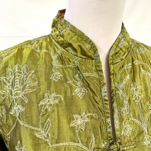 Green Silk Jacket, Olive Green Reversible Jacket, Hand Block Printed ...