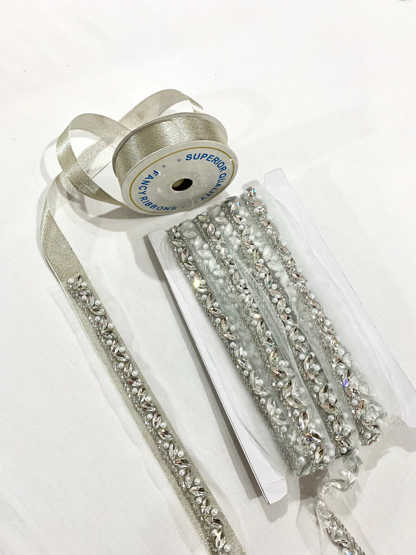 Silver Bridal Trim Silver Crystal Trim Silver Hand Beaded - Etsy Australia