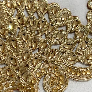 Gold Lace Trim, Gold Rhinestones Trim, Embellished Trim, Border Trim ...