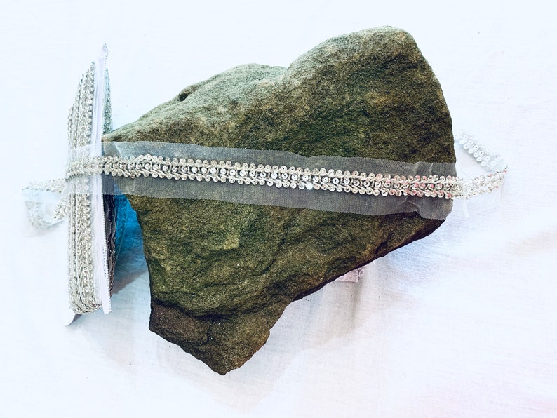 Silver Hand Beaded Net Trim, Fine Crystals Tube Bead Work, Traditional ...