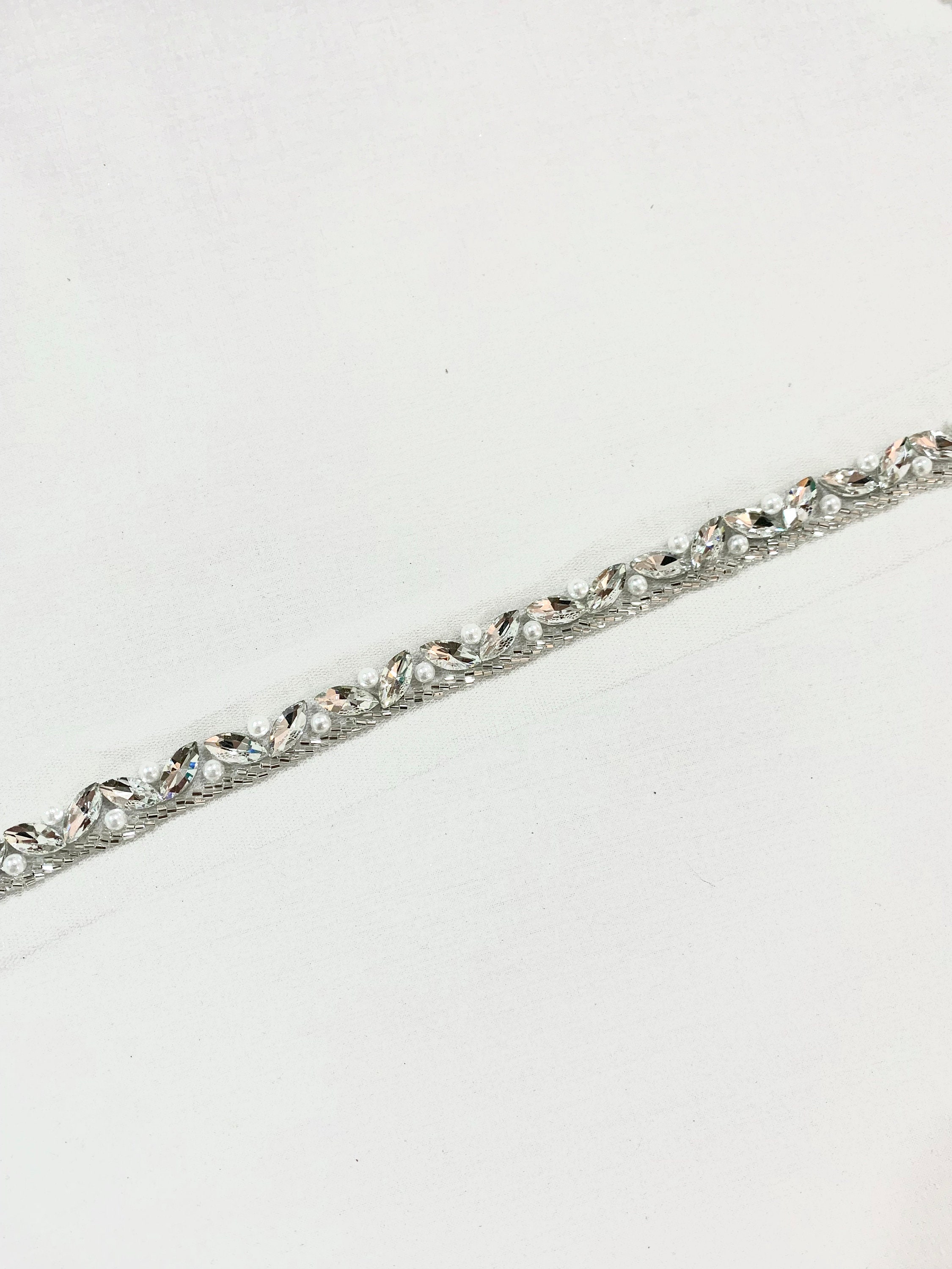Silver Bridal Trim Silver Crystal Trim Silver Hand Beaded - Etsy Australia