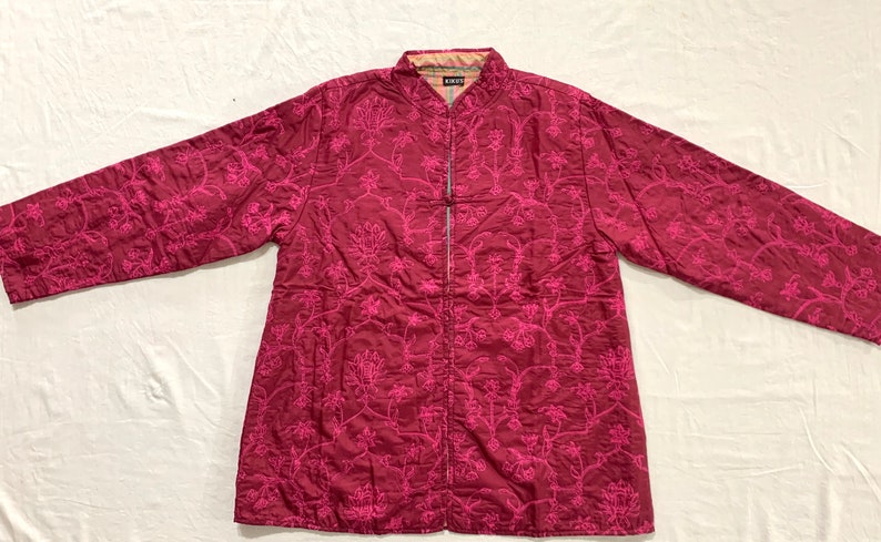 Hot Pink Silk Jacket,pink Reversible Jacket, Hand Block Painted Coat ...