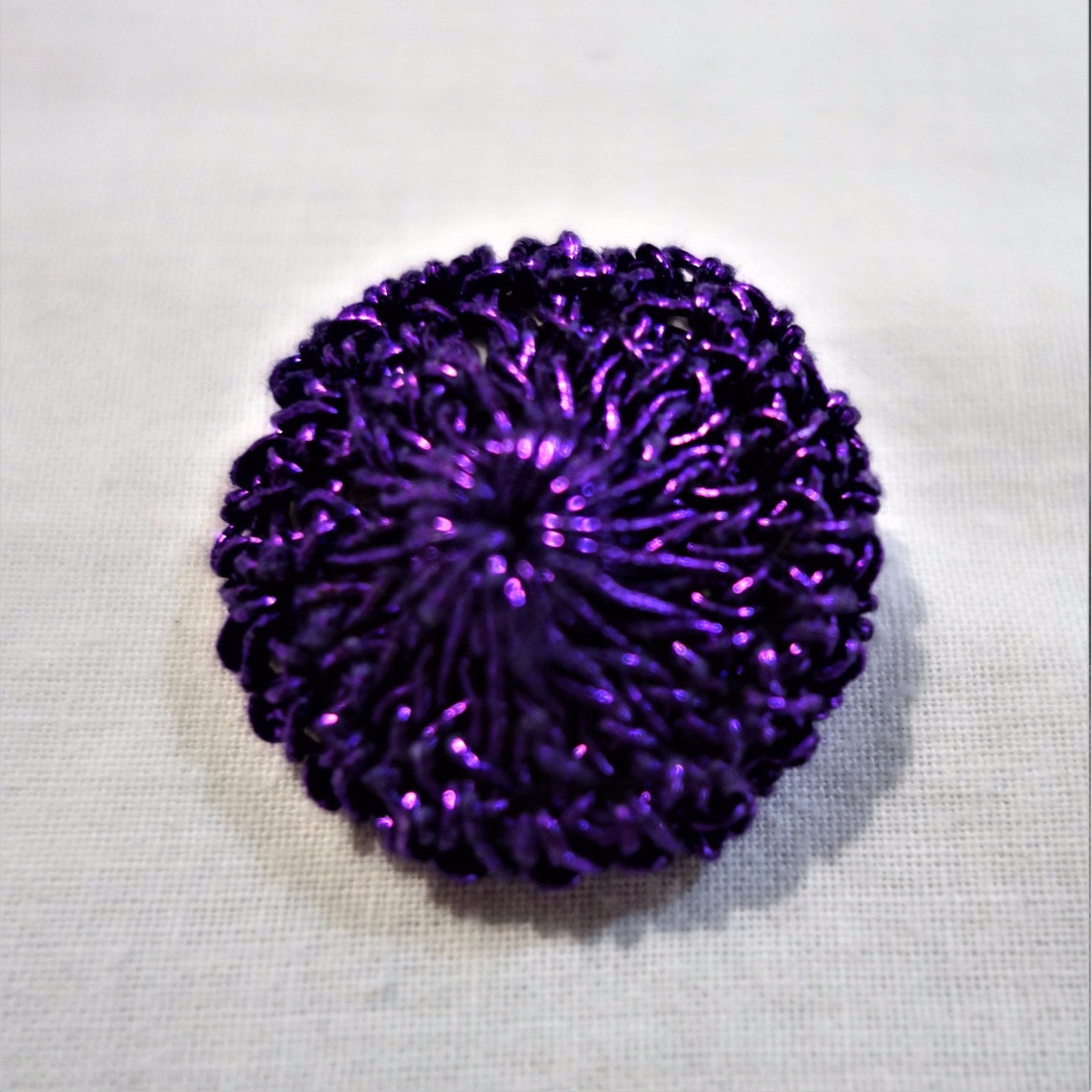 Round Acrylic Buttons Covered With Hand Crochet Purple | Etsy