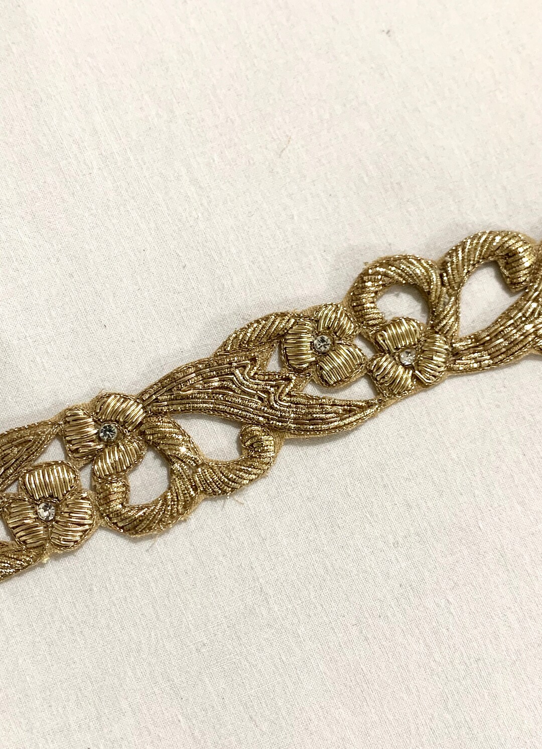 Golden Trim, Golden Hand Embroidered Trim, Golden Zardosi Threads Trim ...