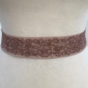 Pink Trim, Dusty Pink Embroidered Trim, Luxurious Tulle Border Trim ...