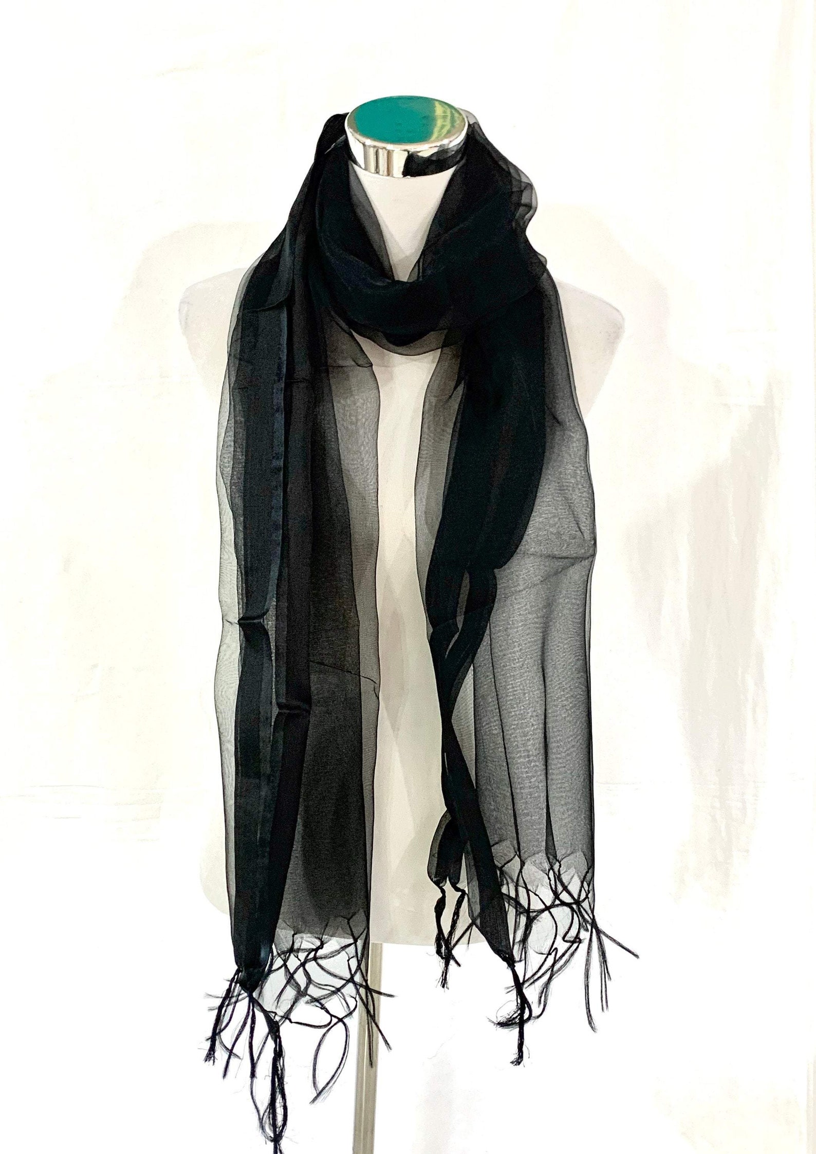 Black Pure Silk Shawlfine Silk Shawl Black Silk Wrap Light - Etsy