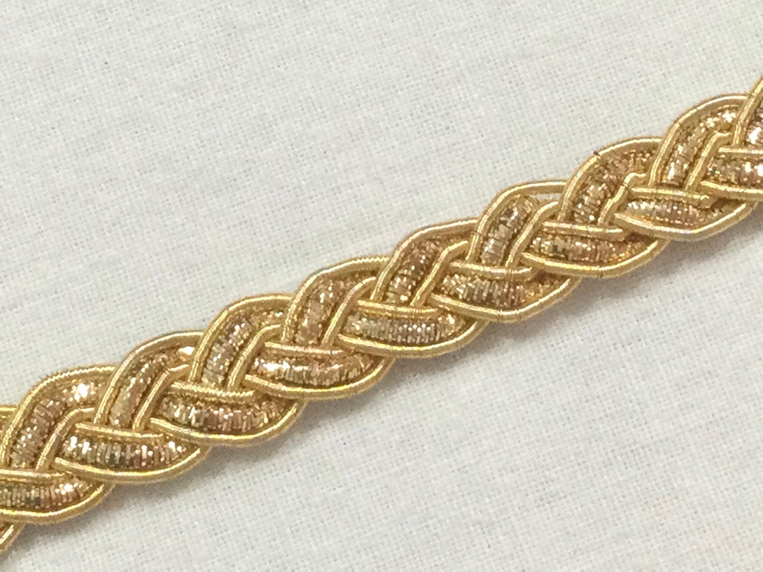 2 Yards of Golden Handmade Trim, Braided Trim, Bridal Trim, Formal Wear ...