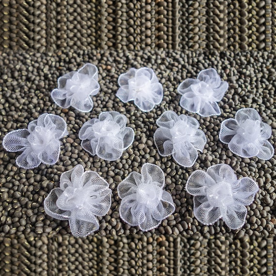 Small White Looped Woven Ribbon Flowers | Etsy