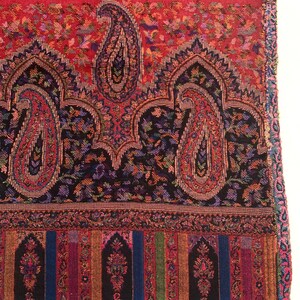 Red Pure Wool Shawl, Red N Black Winter Shawl, Hand Woven Paisley Shawl ...
