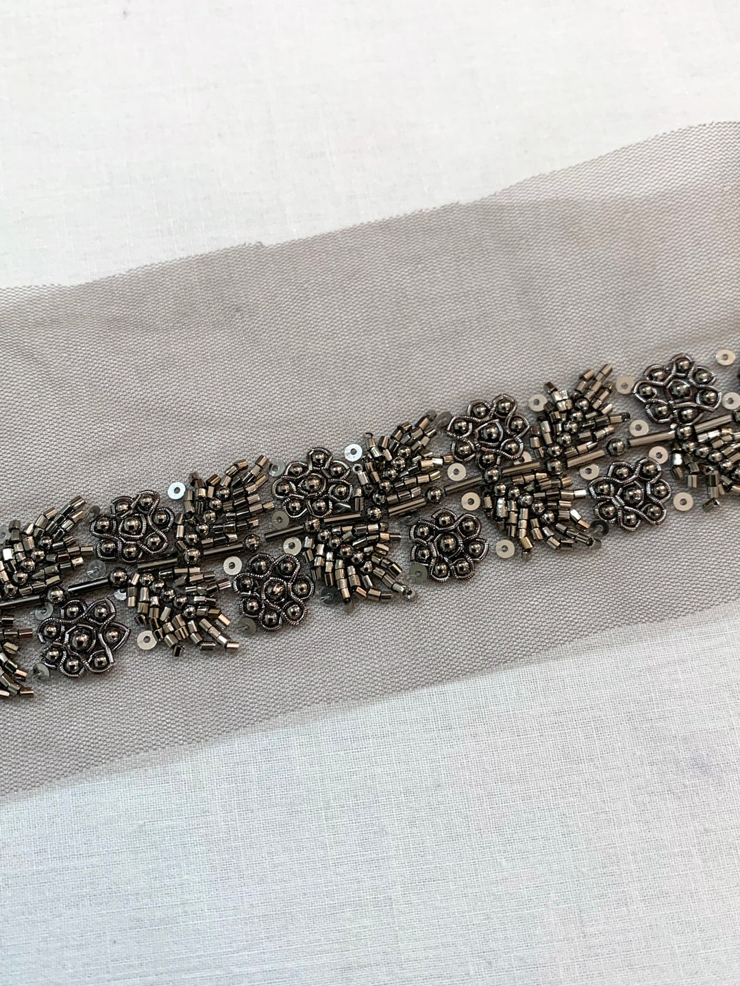 Antique Grey Trim, Hand Beaded Trim, Formal N Casual Trim, High Fashion ...